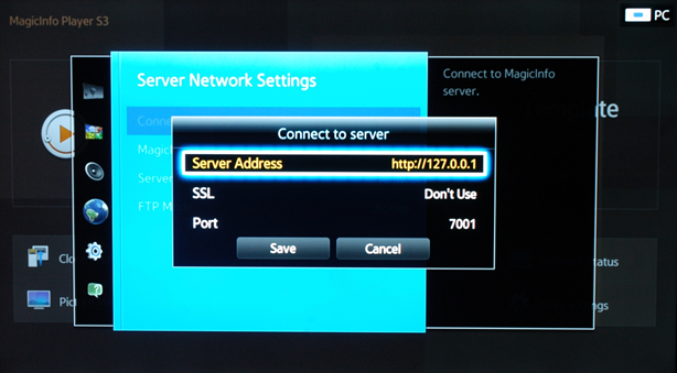 Connecting a device to the MagicINFO server